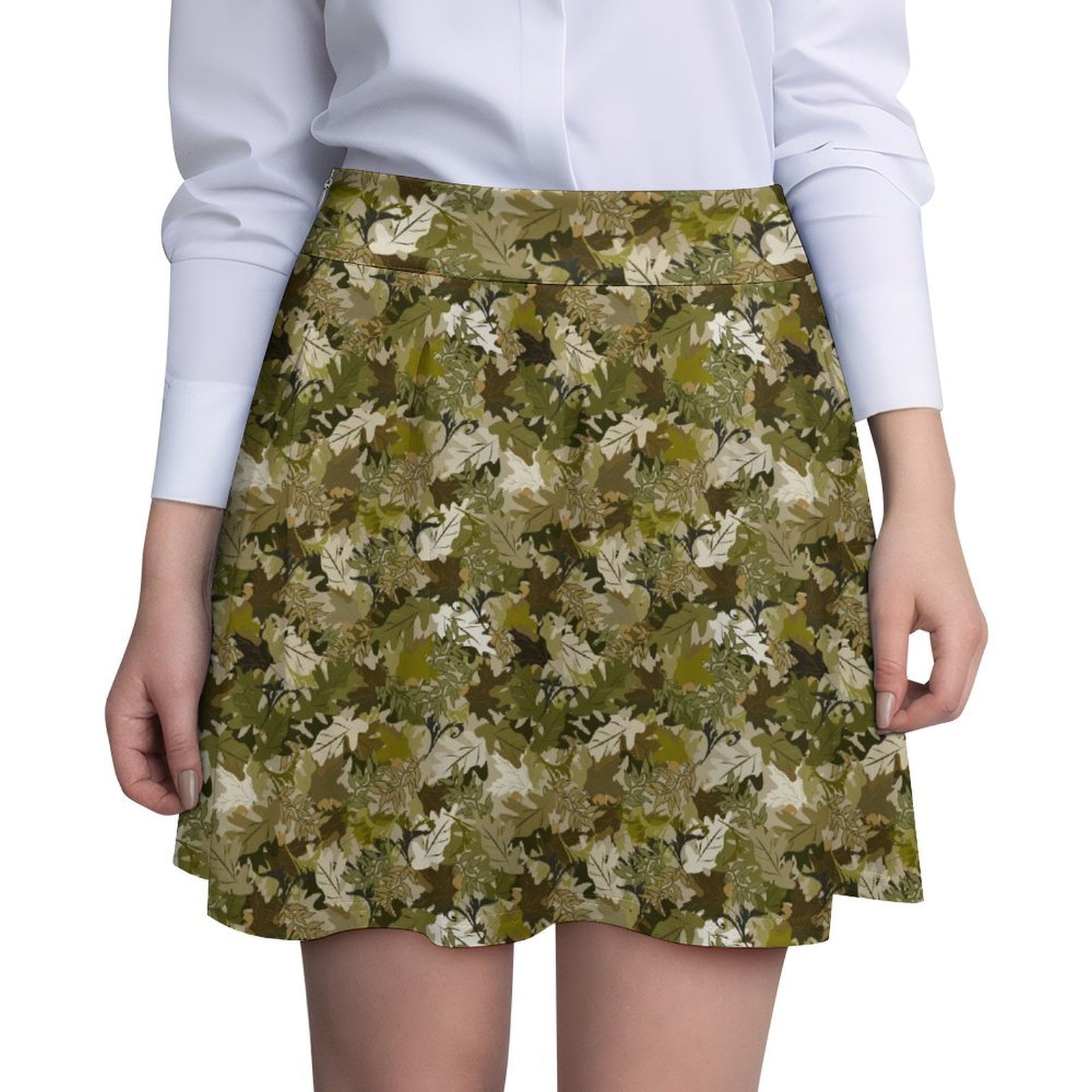 Autumn Leaves Camouflage Women's Casual Mini Skirt Invisible Zipper ...