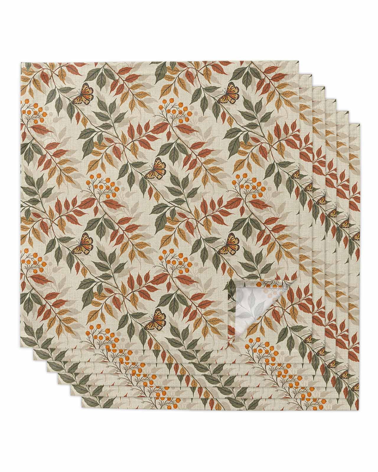 Autumn Leaves Cloth Napkins Set of 6 Reusable Dinner Napkins, Rustic ...