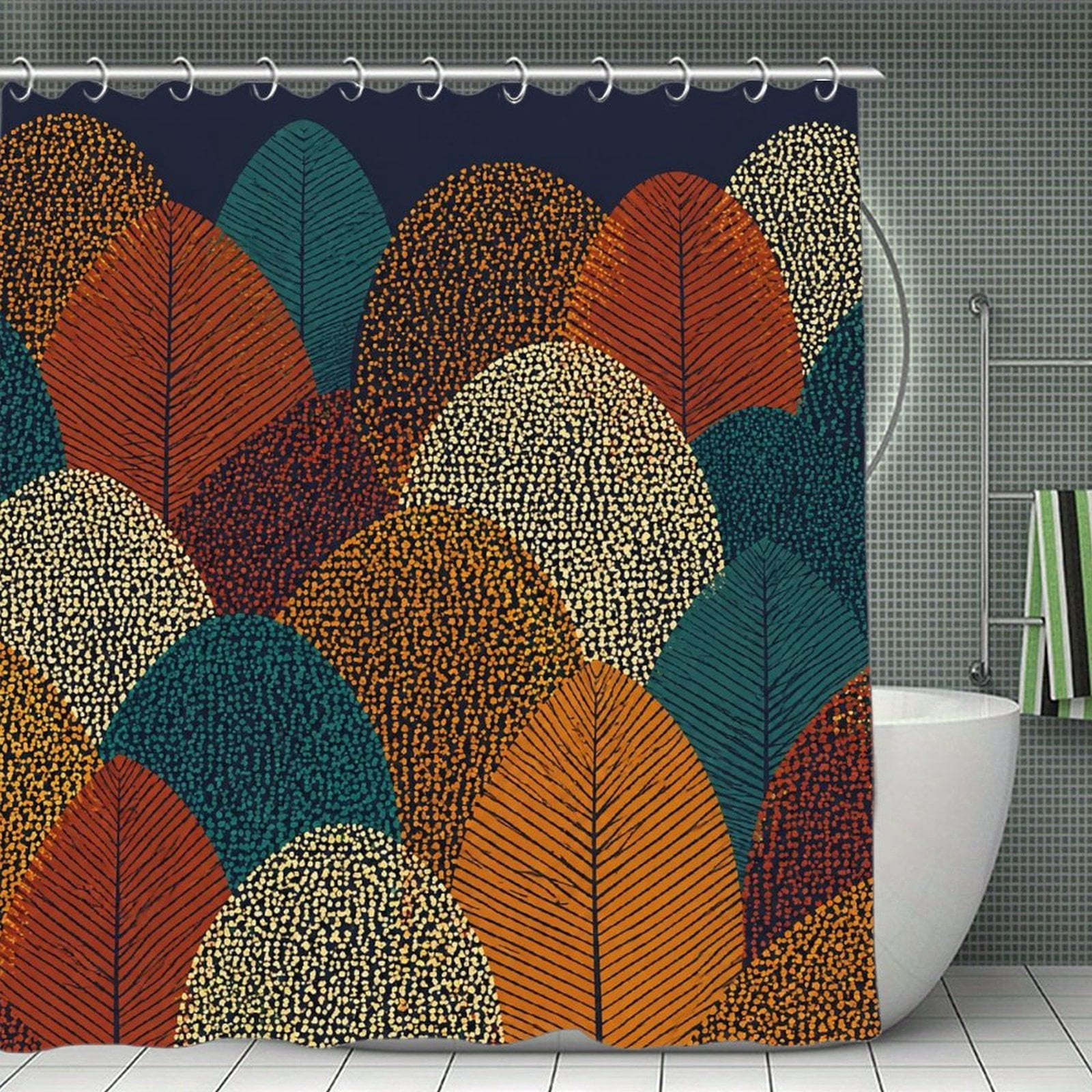 Autumn Leaves Collage Print Shower Curtain,Cloth Fabric Waterproof ...