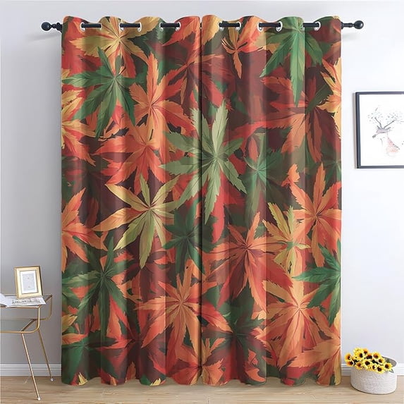Autumn Leaves Curtains for Bedroom Decor, Fall Maple Leaf Pattern ...