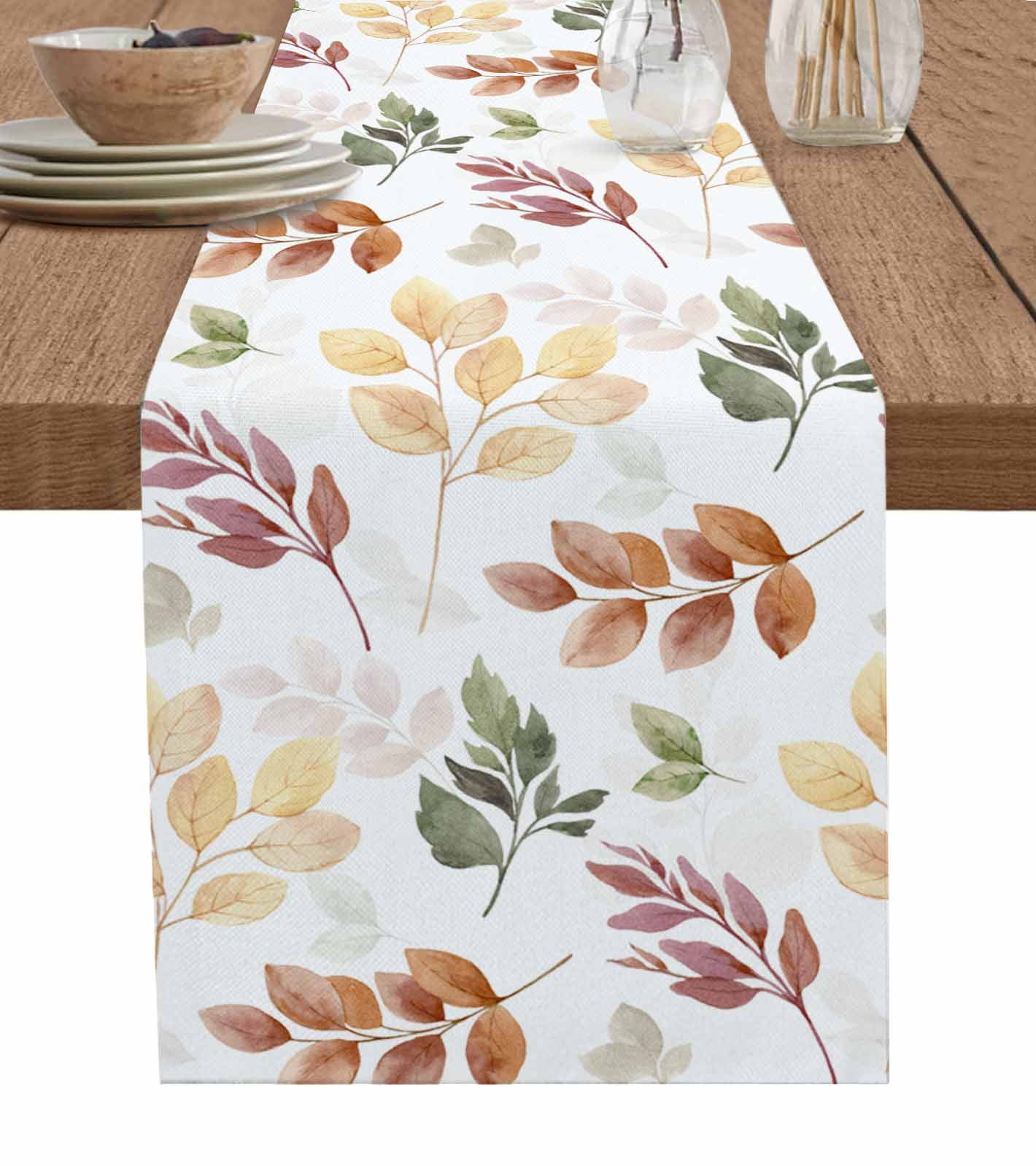 Autumn Leaves Eucalyptus Leaves Grain Table Runner ration Home r Dinner ...