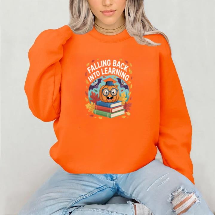 Autumn Leaves Falling Back Into Learning Funny Quote Sweatshirt, up to ...