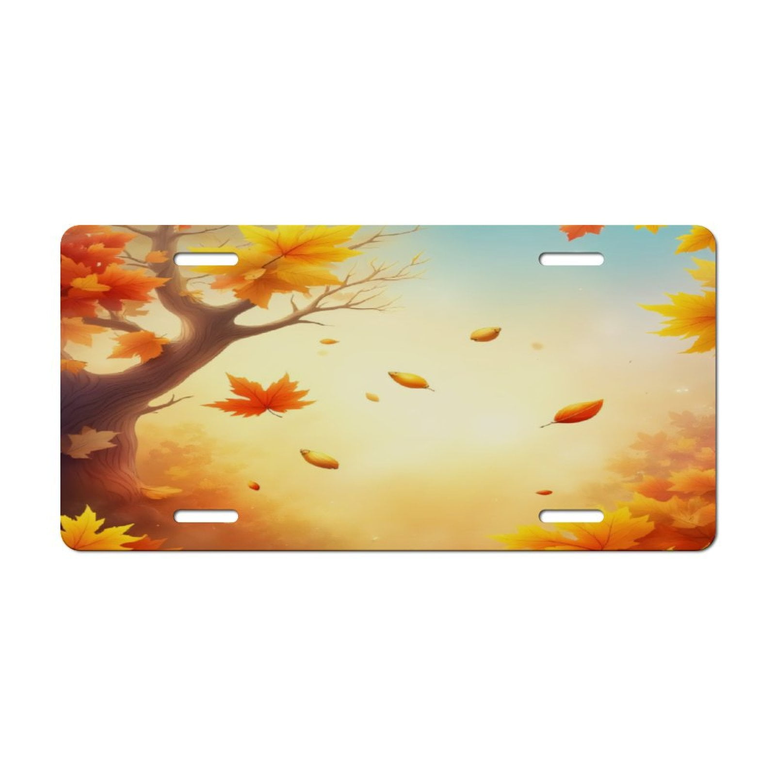 Autumn Leaves Falling Background License Plate Lightweight Aluminum ...