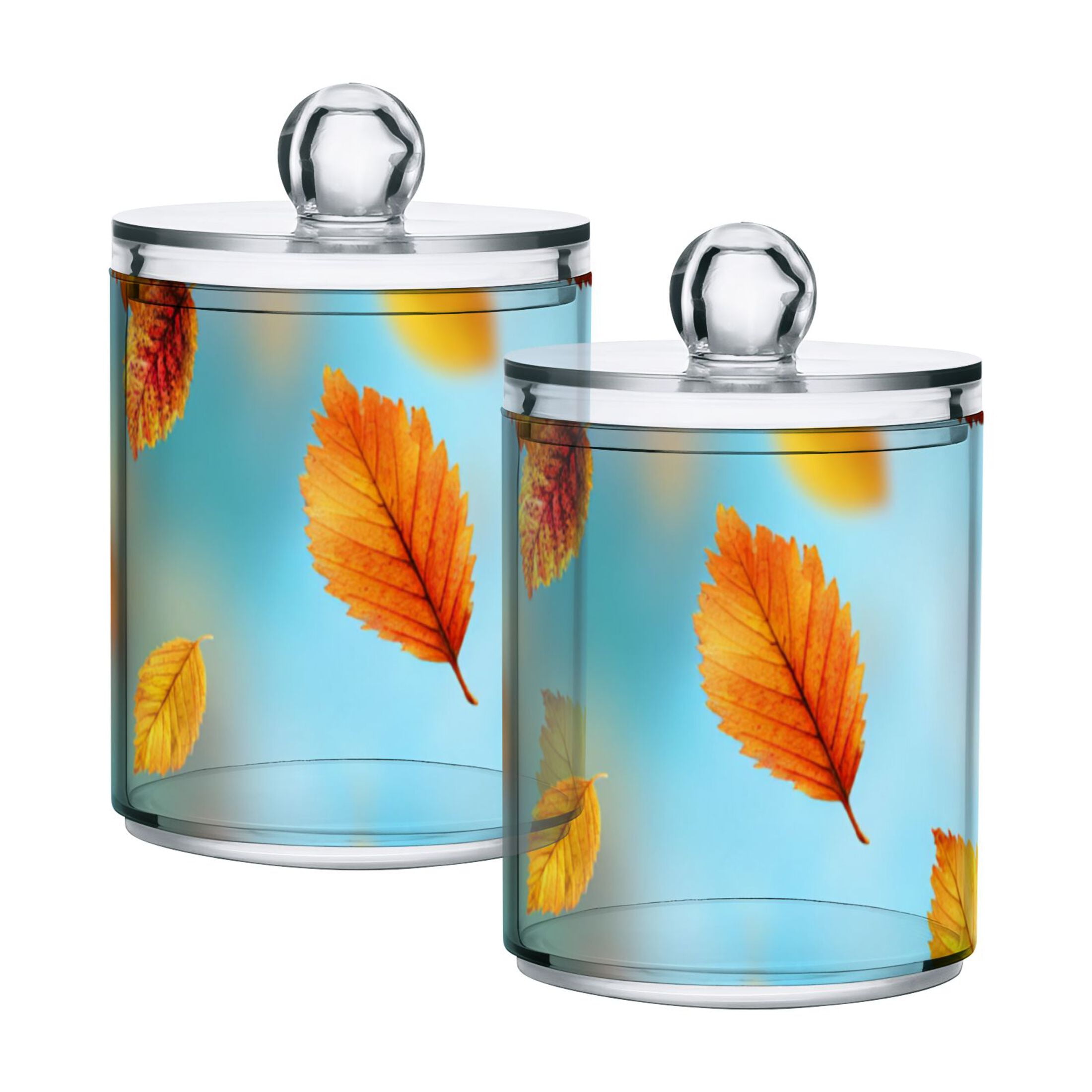 Autumn Leaves Falling Translucent Plastic Cans Storage Canisters with ...