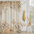 Autumn Leaves Flower on Vintage Linen Shower Curtain Set, Waterproof ...