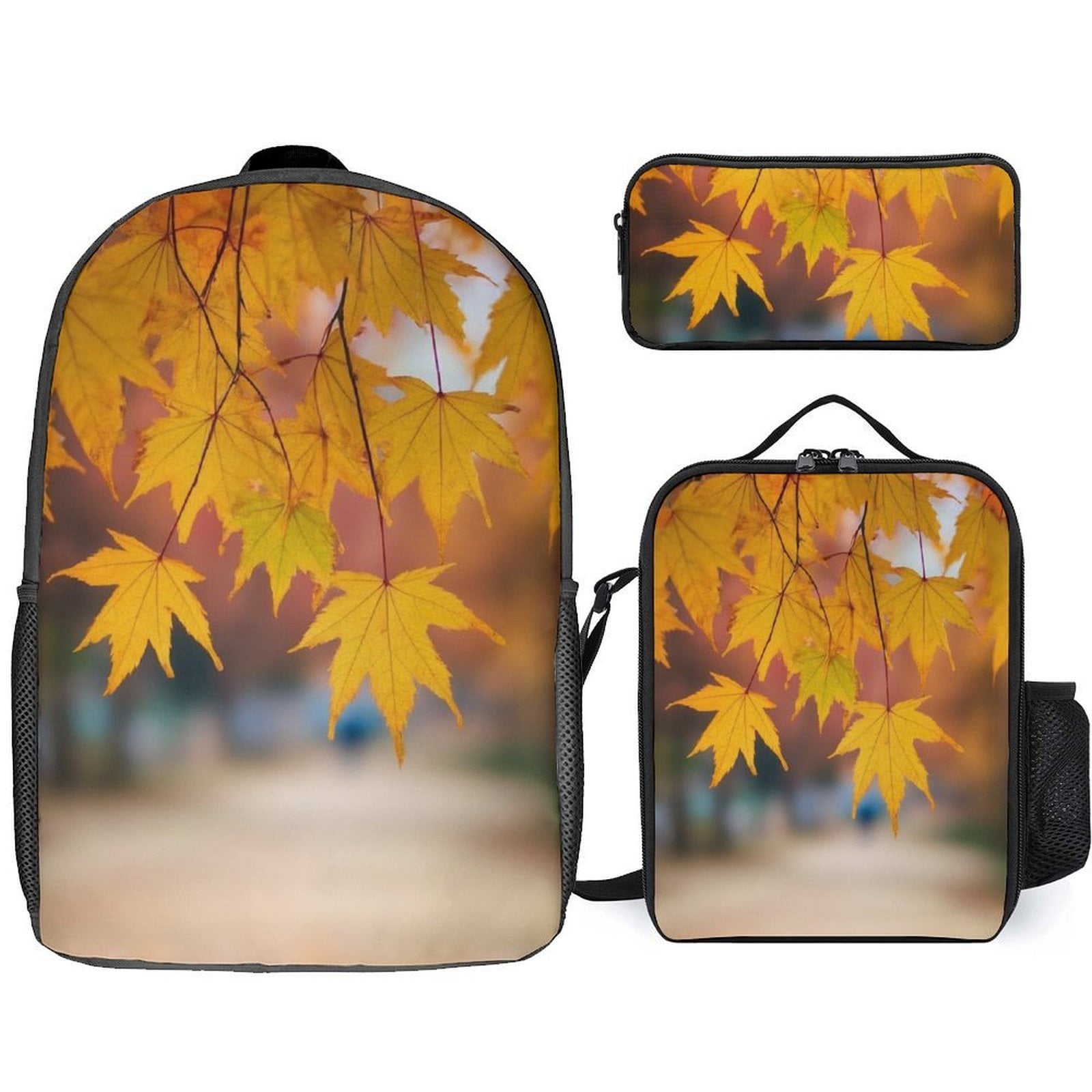 Autumn Leaves Glow(1) 3D Printed 3pcs/Set Bags Laptop Daypack Backpack Lunch bag Pencil Case ...
