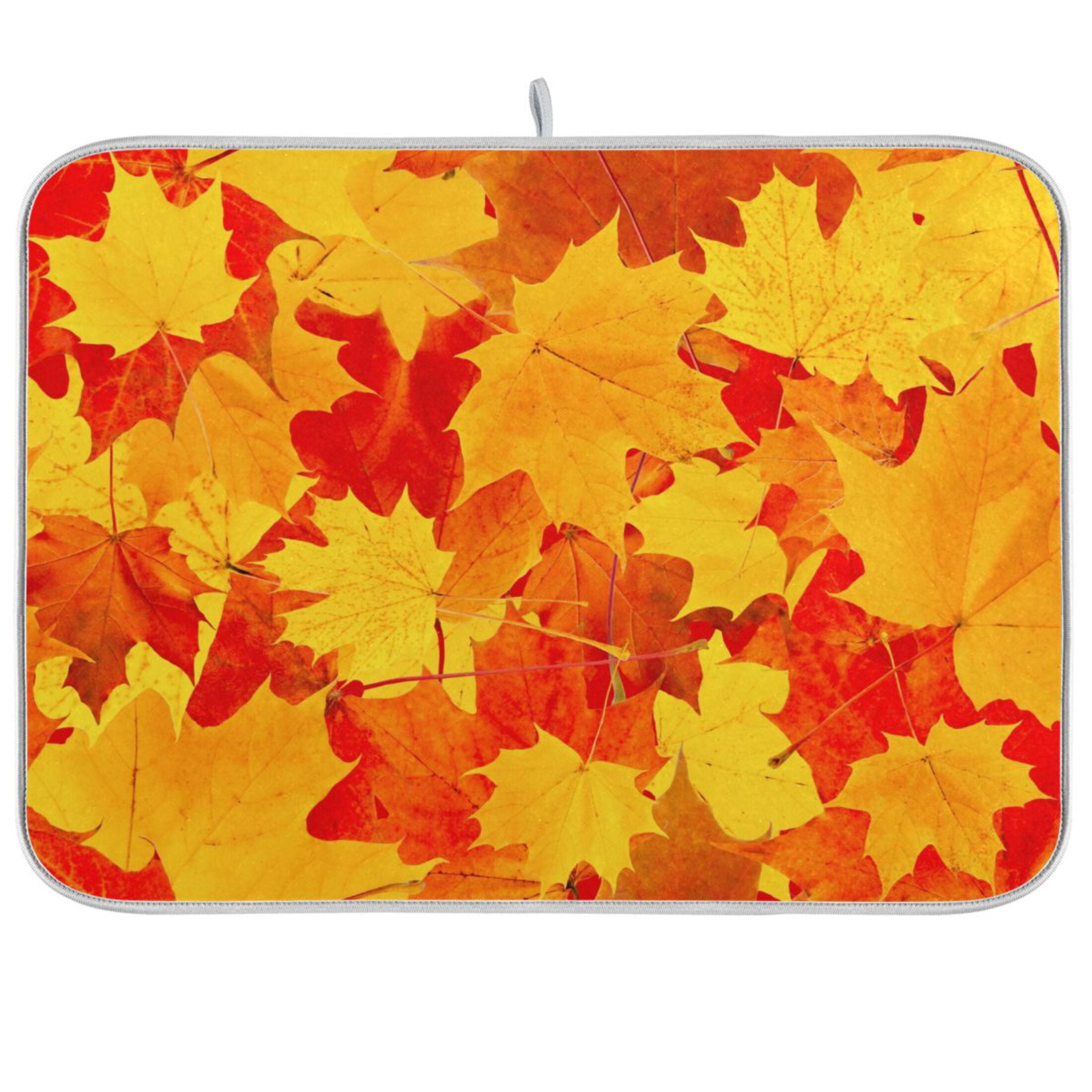 Autumn Leaves Of Orange Dish Drying Mat Microfiber Kitchen Mats Large ...