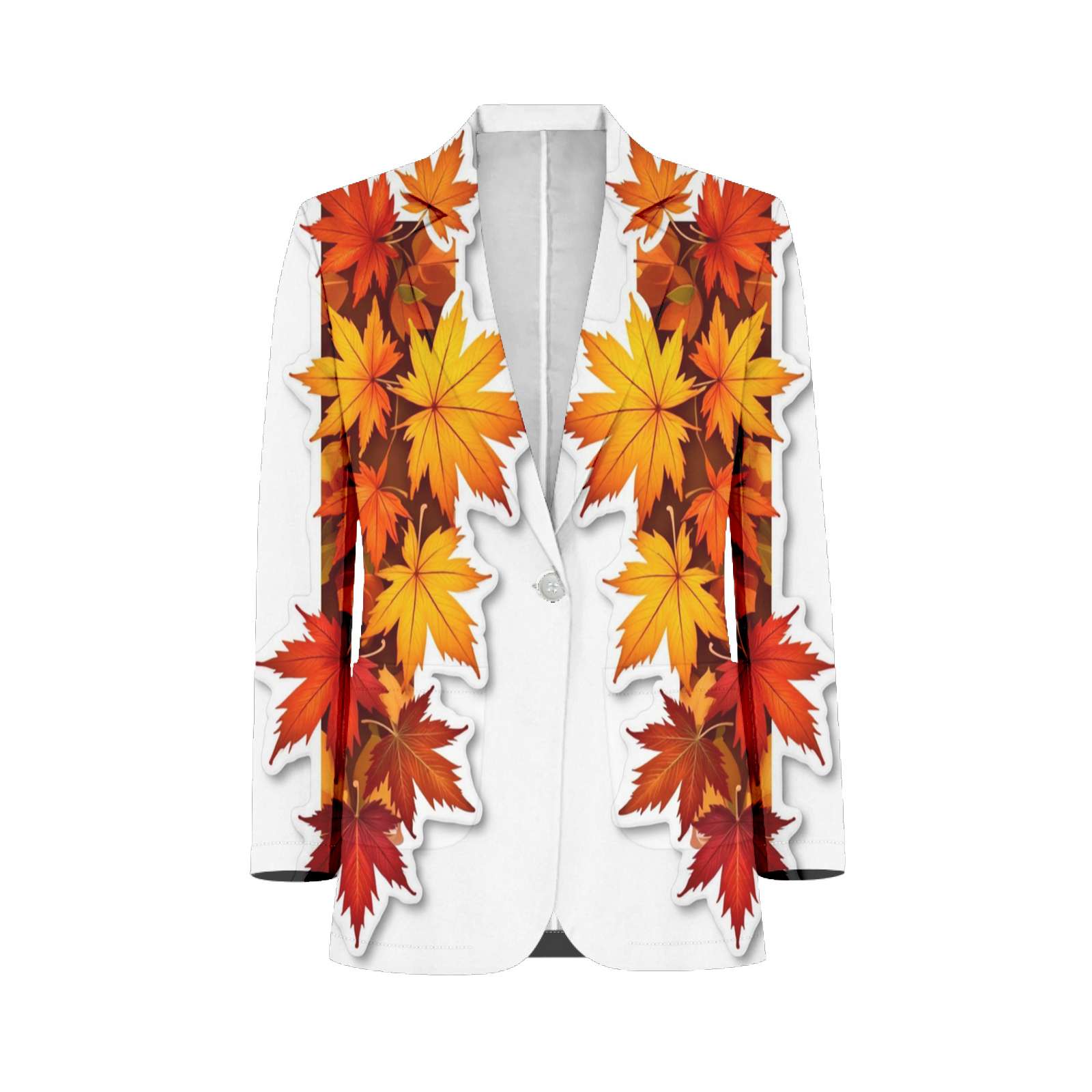 Autumn Leaves On White Background Mens Suits Shawl Collar Slim Fit Suit ...
