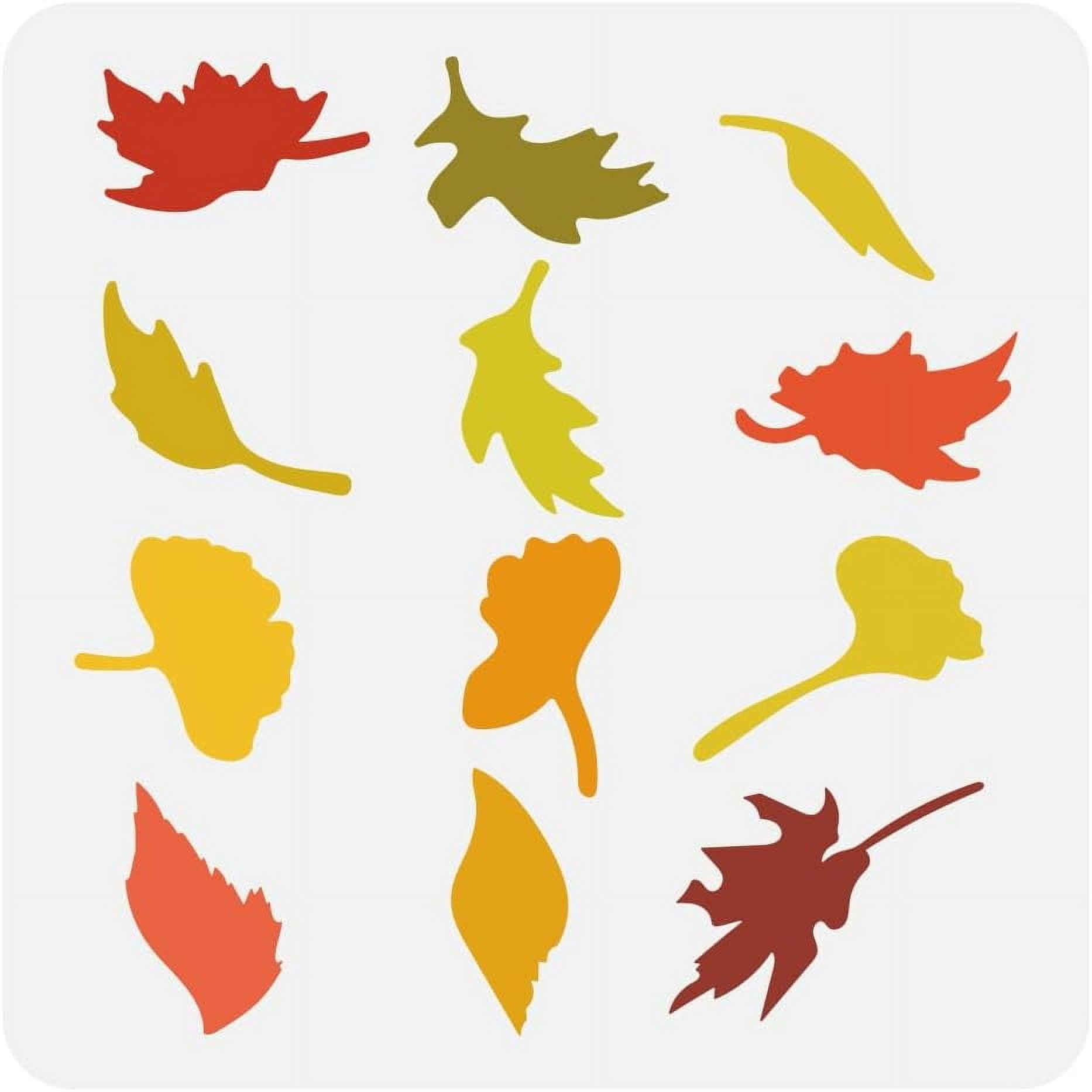 Autumn Leaves Painting Stencil 11.8x11.8" Reusable Fallen Leaves ...