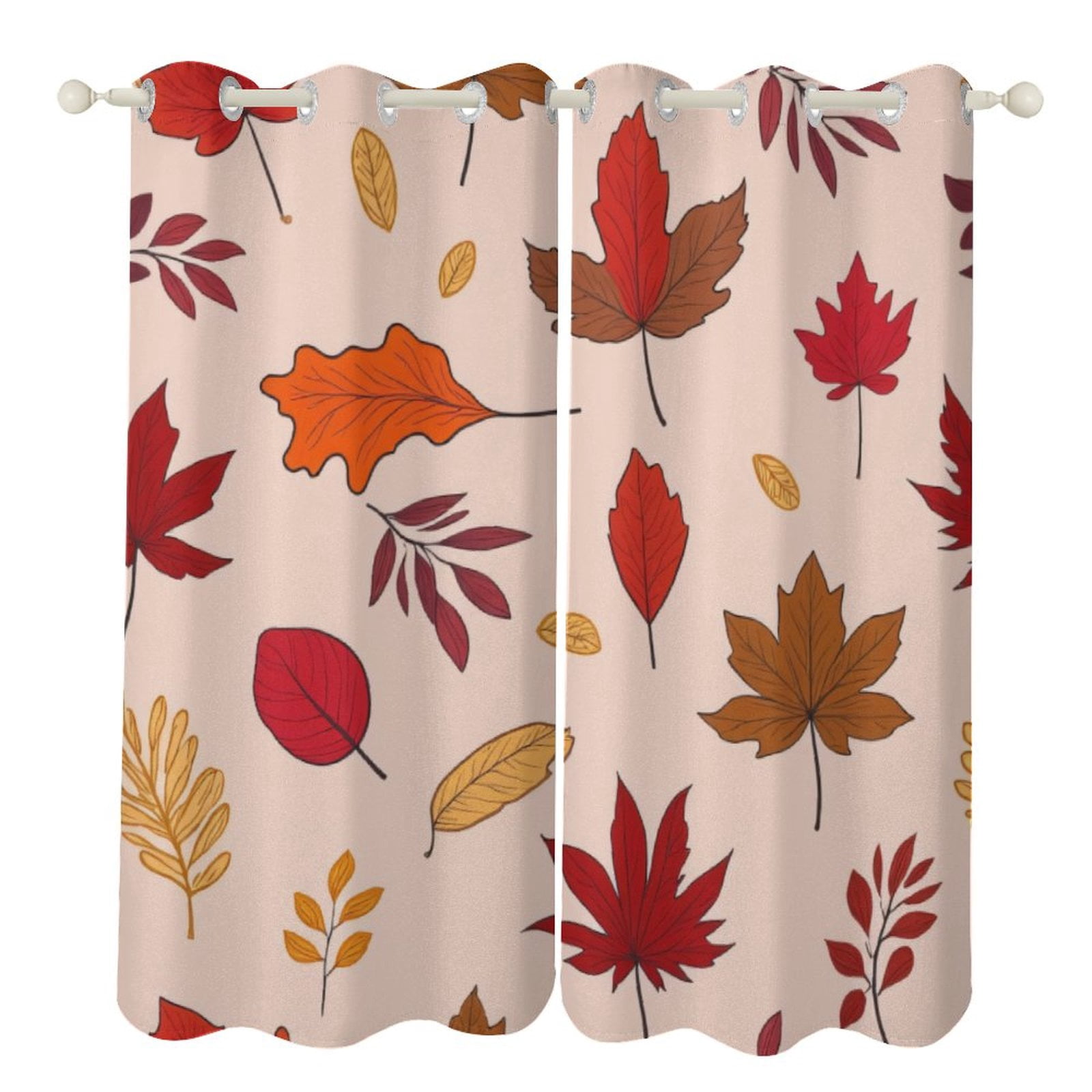 Autumn Leaves Pattern(1) Luxury Window Curtains Blinds for Living Room ...