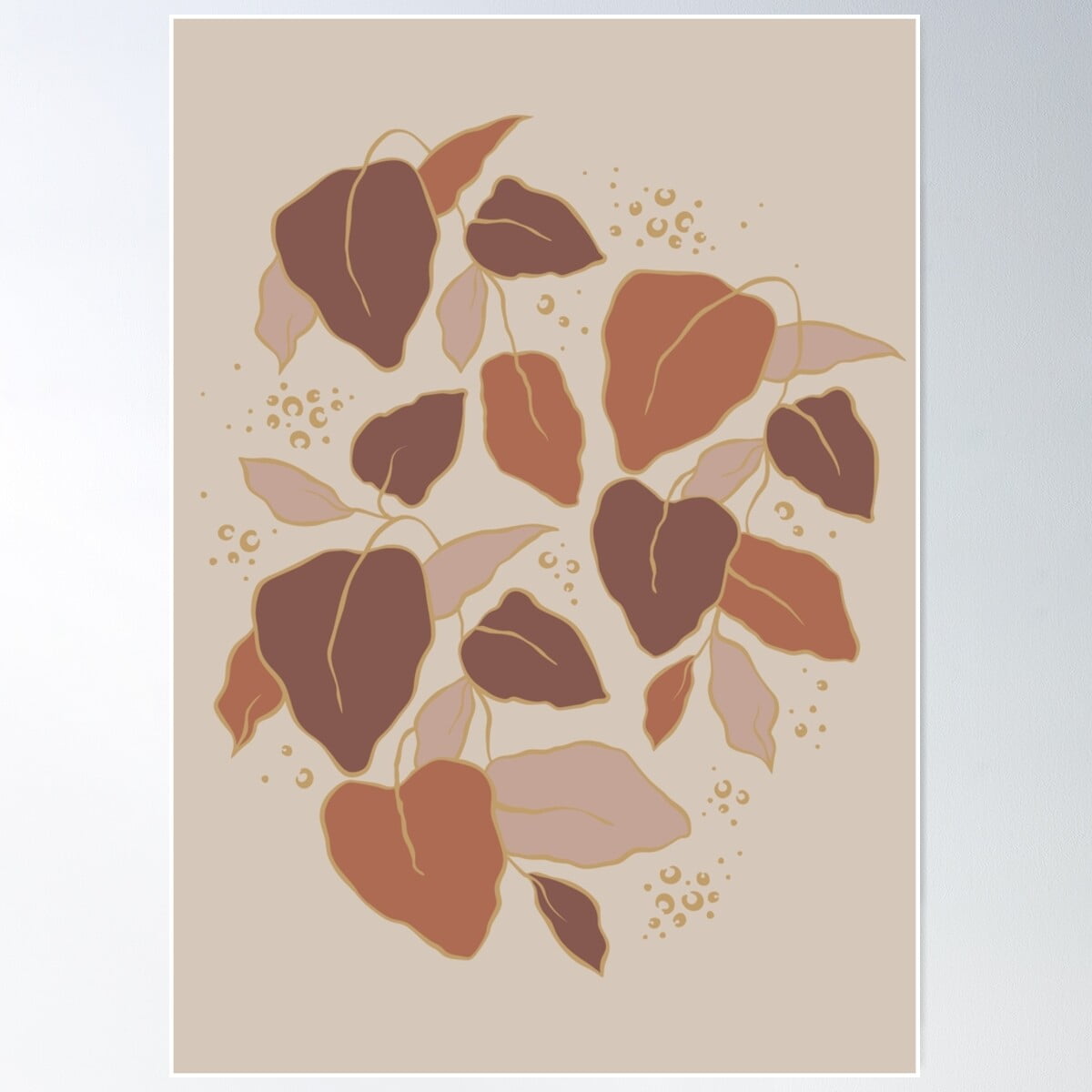 Autumn Leaves Pattern (Terracotta Shades) Poster Wall Art Bedroom Wall ...