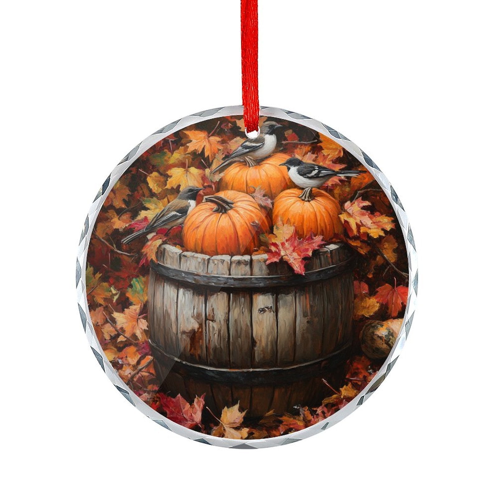 Autumn Leaves Pumpkins And Birds Ornament Gift Exchange Present Ideas ...
