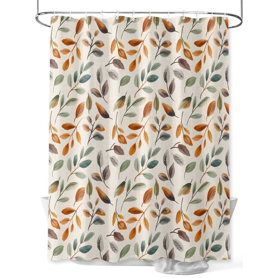 Autumn Leaves Shower Curtain 60"W x 72"L Watercolor Orange Leaf Plant ...