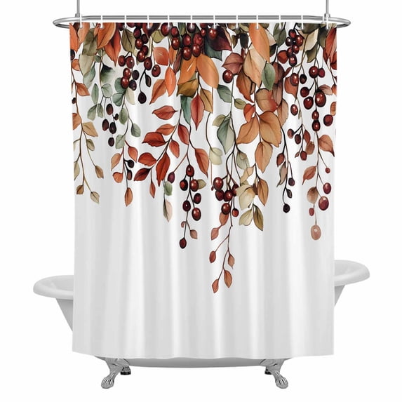 Autumn Leaves Shower Curtain for Bathroom, Eucalyptus Leaf Fruit Pulp ...
