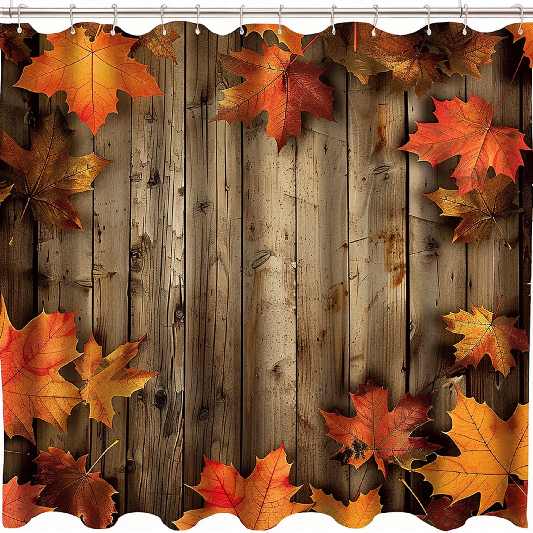 Autumn Leaves Shower Curtain Brown and Orange Nature Inspired Bathroom ...
