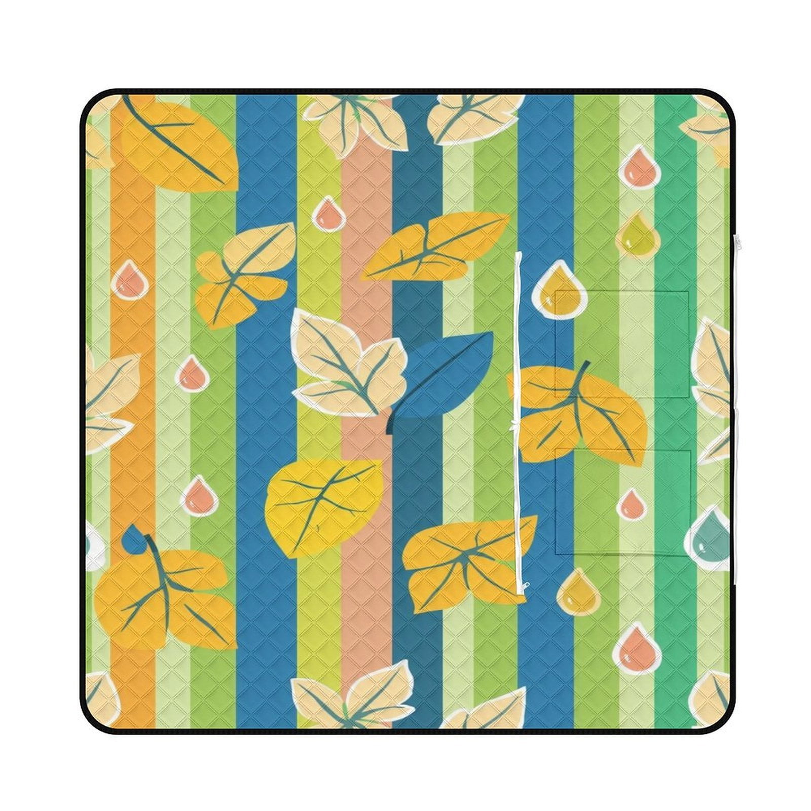 Autumn Leaves Stripes Rain Portable Waterproof Outdoor Picnic Mat ...