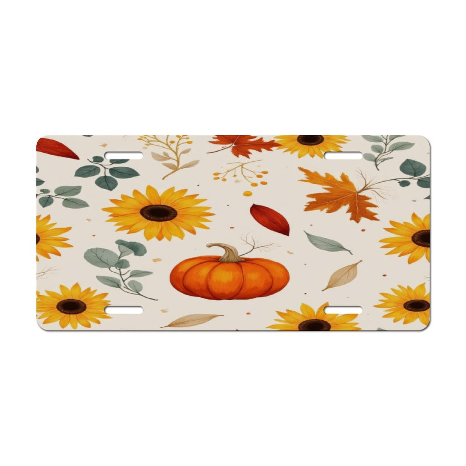 Autumn Leaves And Sunflowers Pattern Car Decorative Front License Plate ...