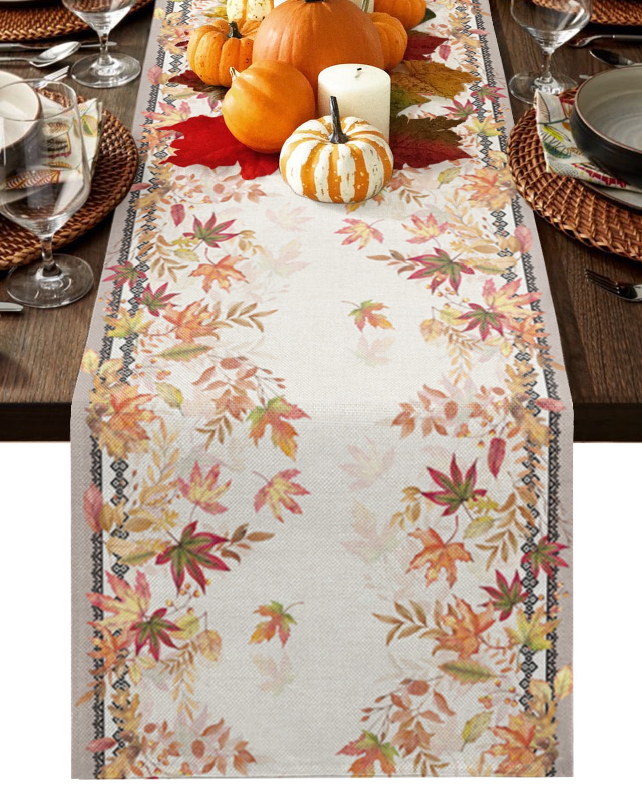 Autumn Leaves Table Runner Home Party rative Tablecloth Cotton Linen ...