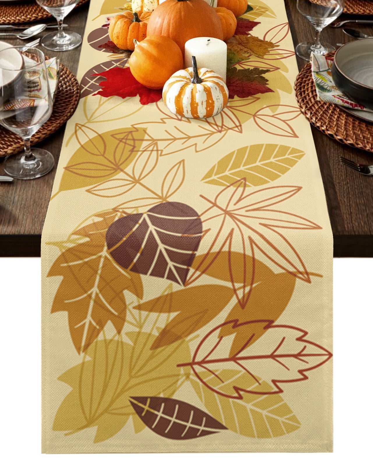 Autumn Leaves Table Runner Home Party rative Tablecloth Cotton Linen ...