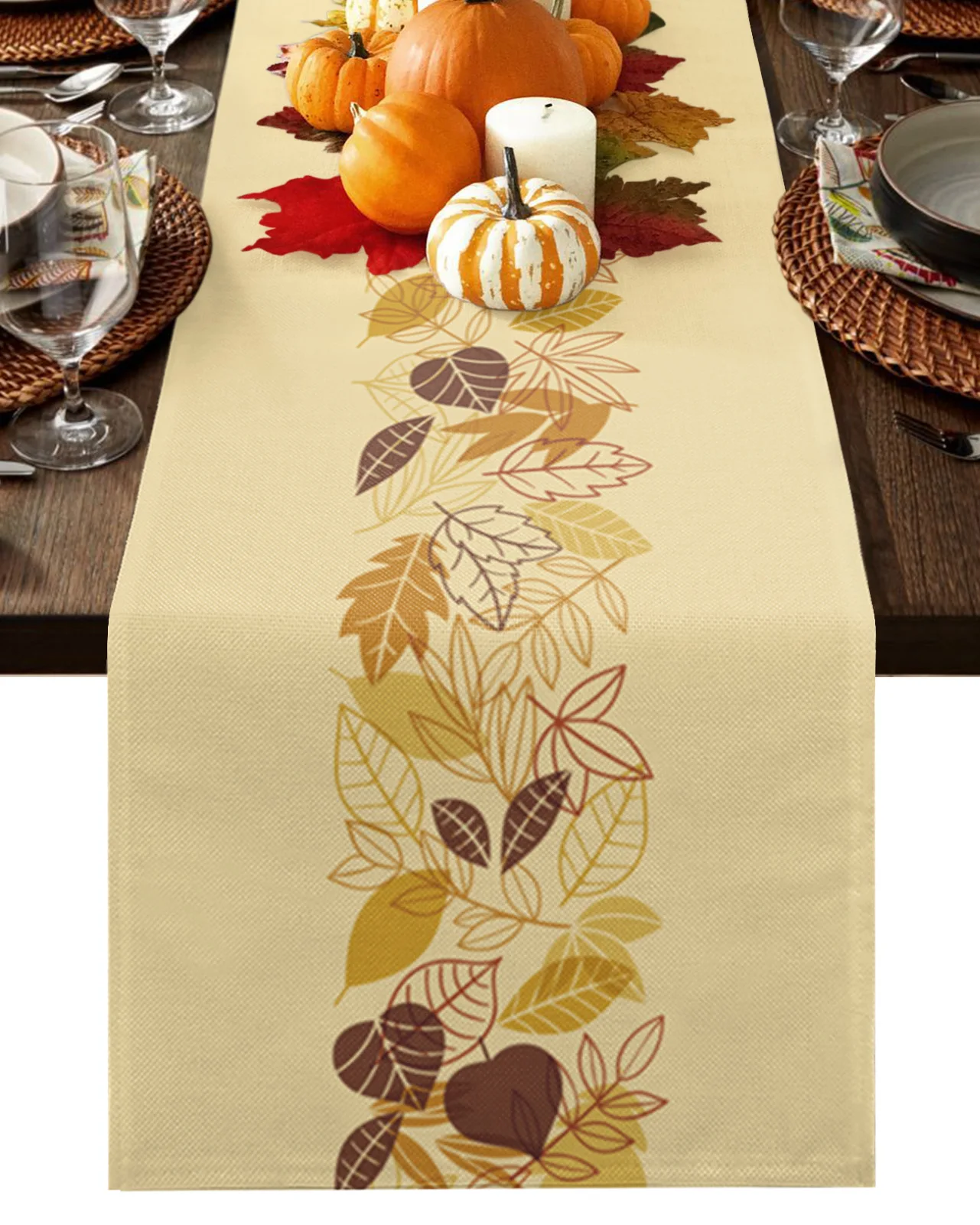 Autumn Leaves Table Runner Home Party rative Tablecloth Cotton Linen ...