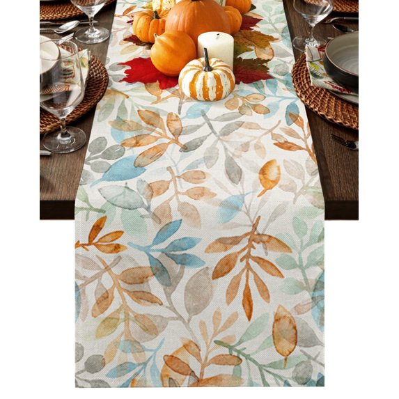 Autumn Leaves Table Runner Home Party rative Tablecloth Cotton Linen ...