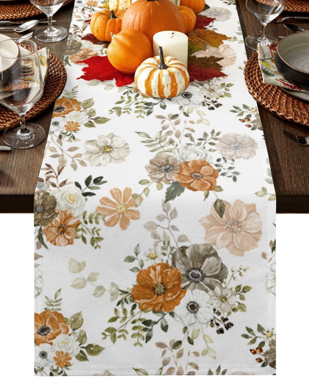 Autumn Leaves Table Runner Home Party rative Tablecloth Cotton Linen ...