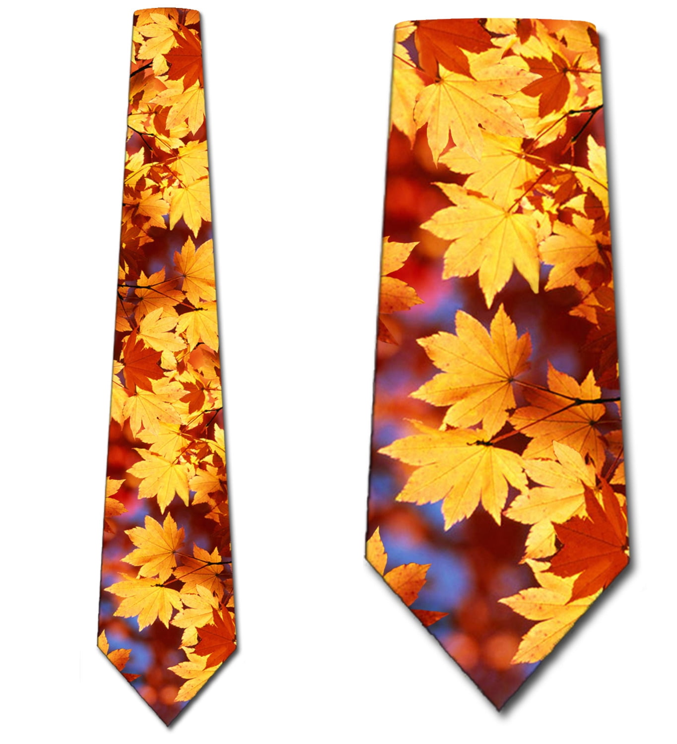 Three Rooker Autumn Leaves Tie, Men's Fall Necktie, Orange and Yellow ...
