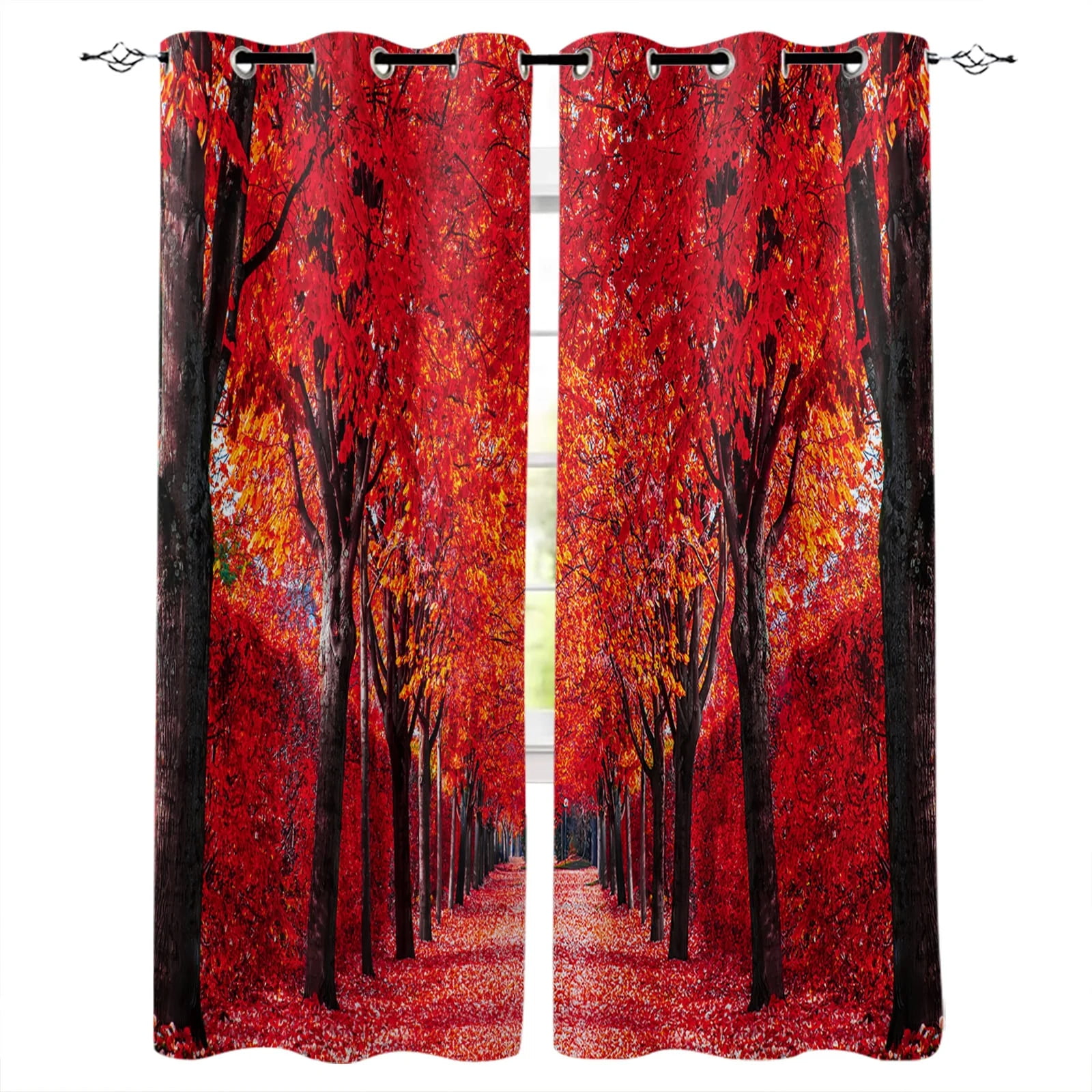 Autumn Leaves Tree Trunk Curtains For Bedroom Living Room Modern ...