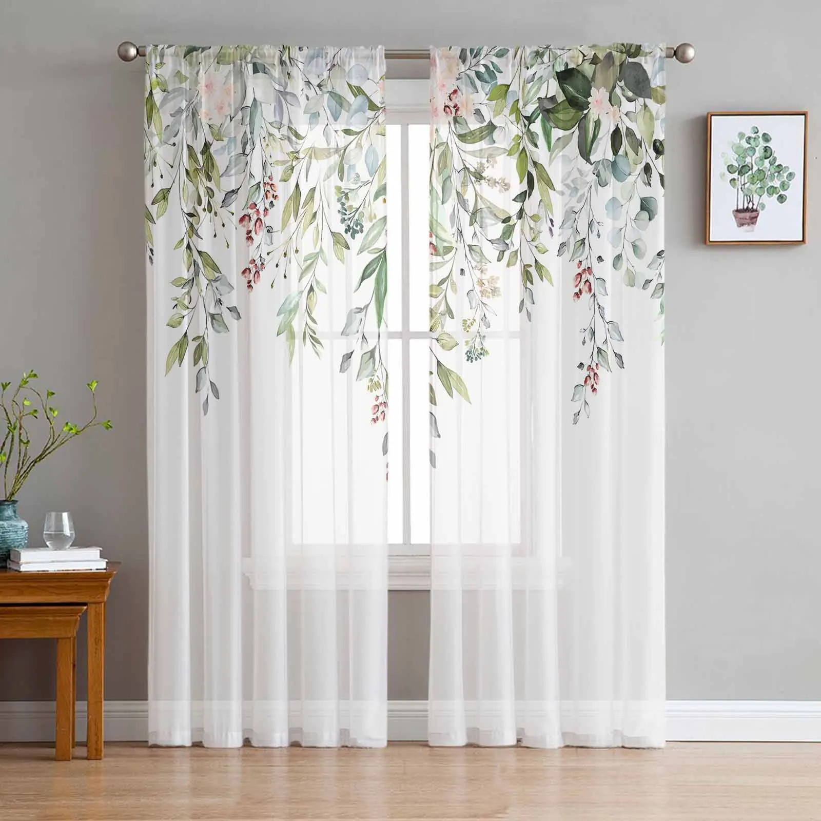 Autumn Leaves Tree Trunk Sheer Curtains for Bedroom Living Room ration ...