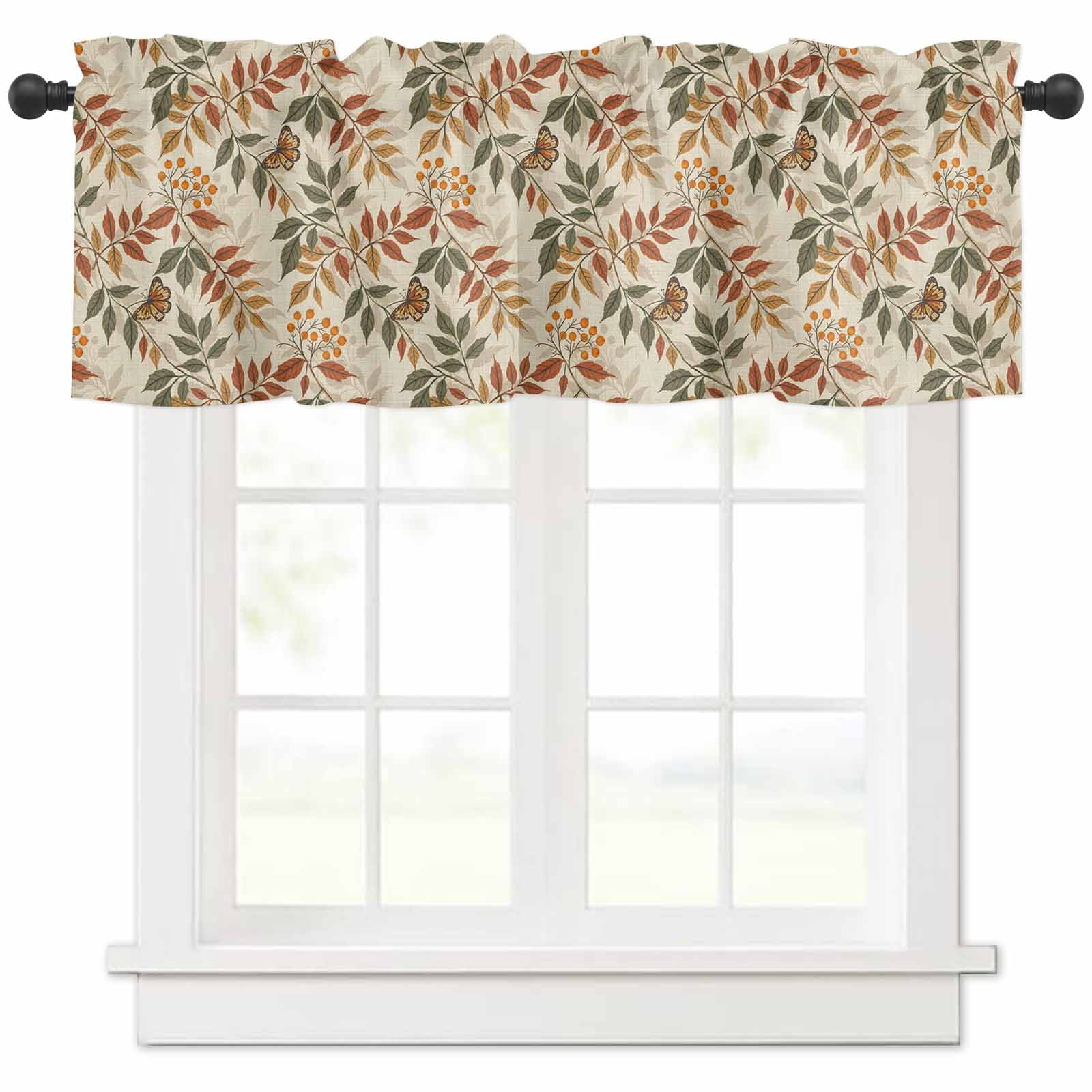 Autumn Leaves Valances for Windows Farmhouse Kitchen Curtains Valances ...