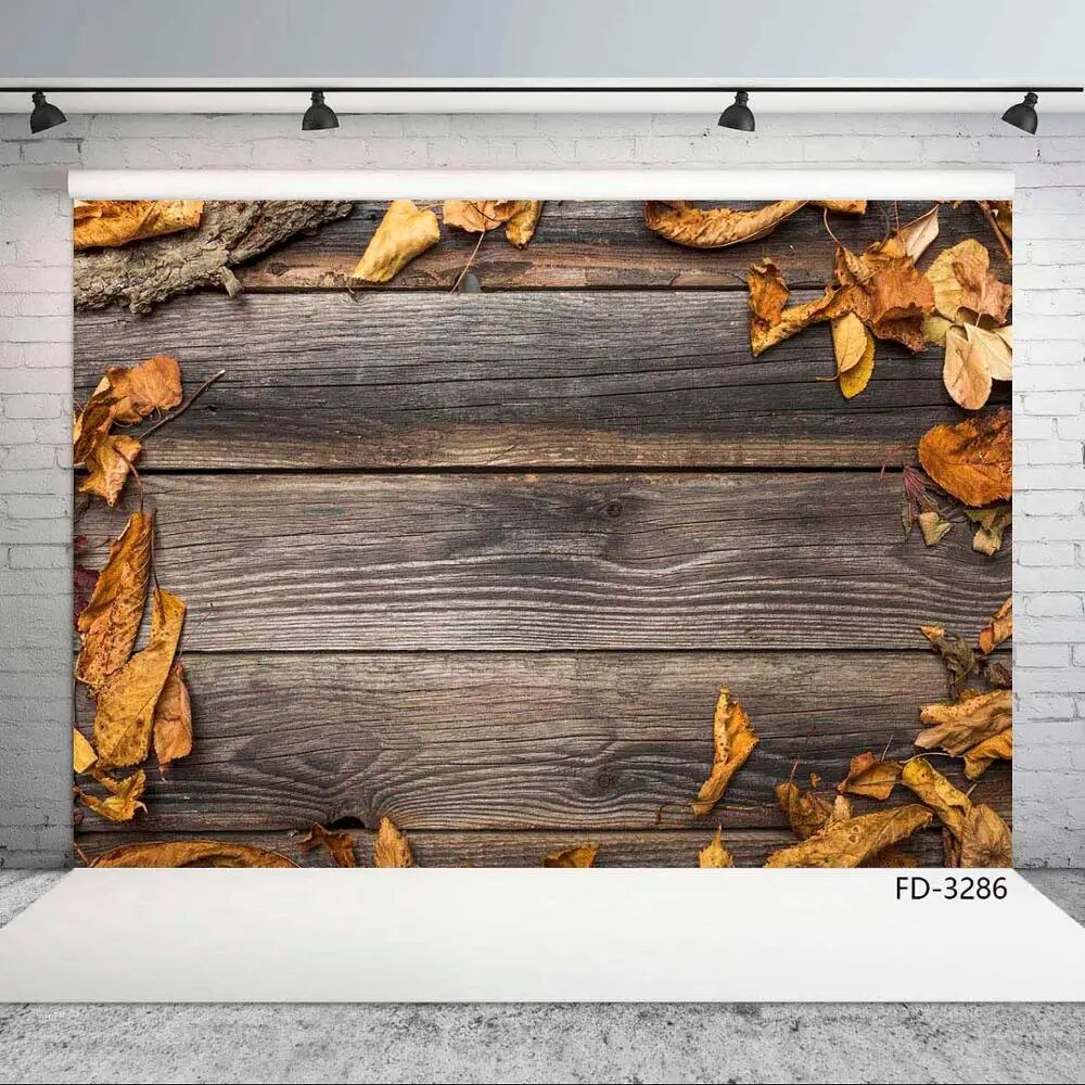 Autumn Leaves Vintage Wood Board Photography Background r For Baby Toy ...