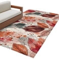 Autumn Leaves Washable Area Rugs 3'x5', Botanical Rustic Red Watercolor ...