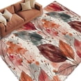 Autumn Leaves Washable Living Room Rugs 5'x7', Botanical Rustic Red ...