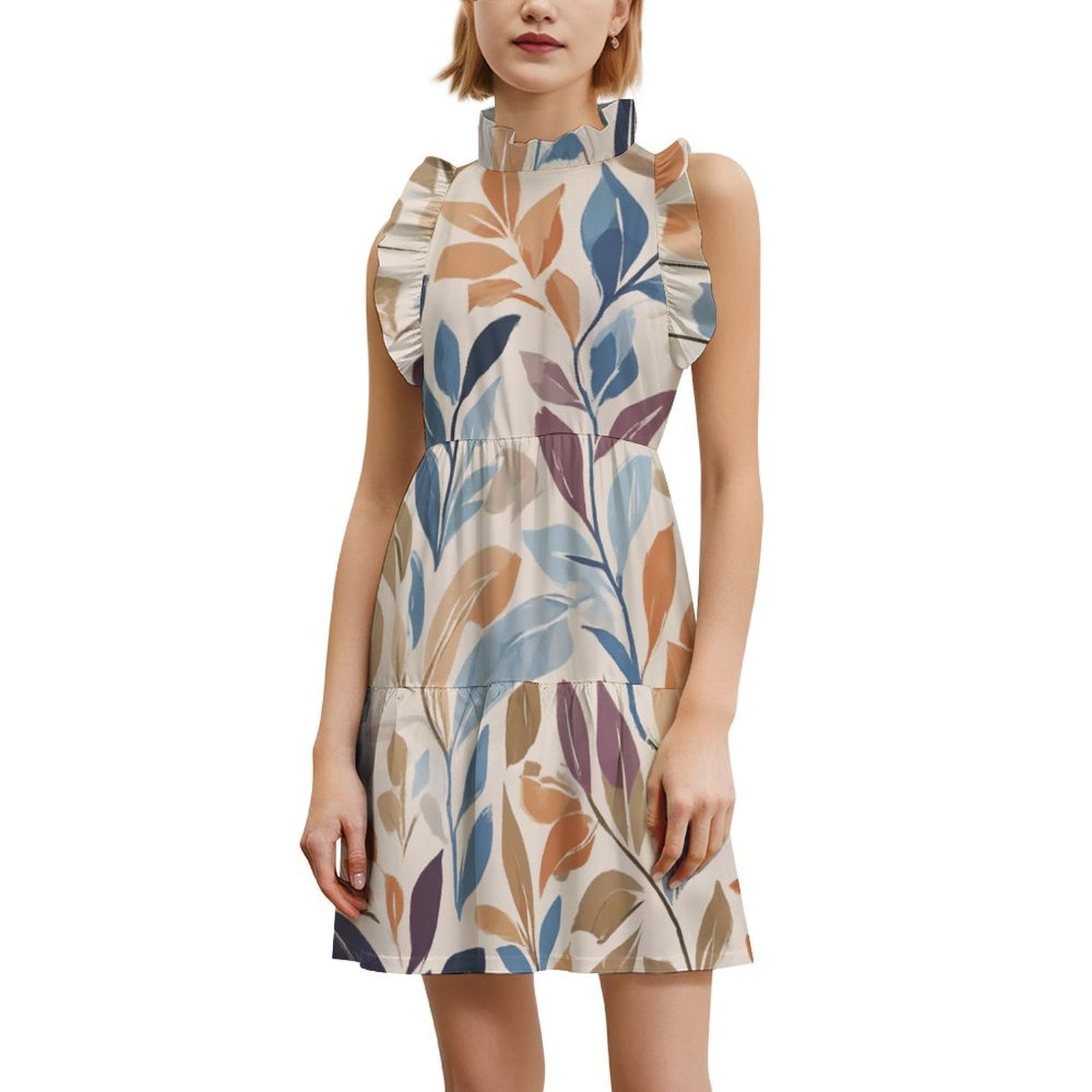 Autumn Leaves Watercolor Pattern Women's Fashion Casual Dress Summer ...