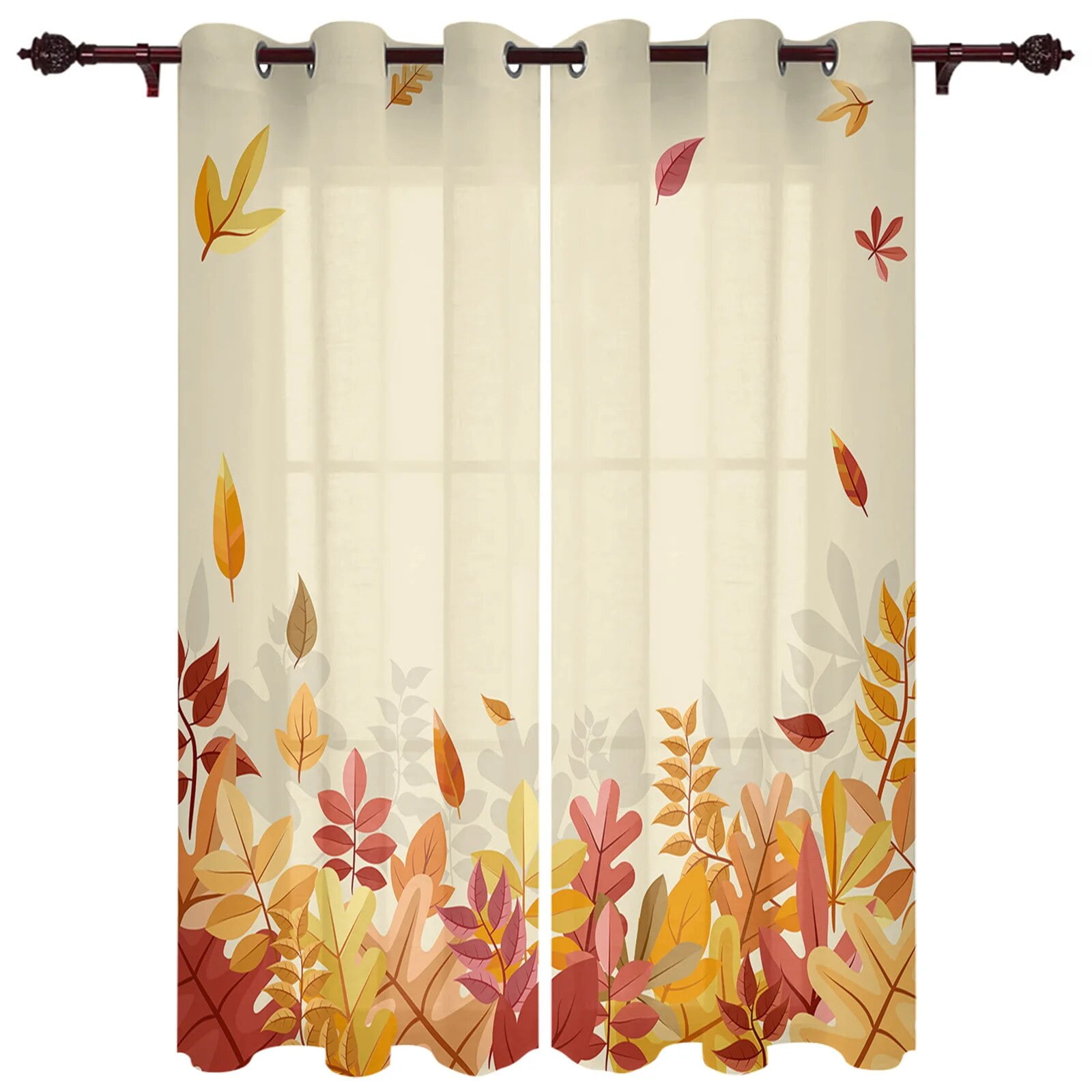 Autumn Leaves Window Curtain Living Room European Luxury Curtains ...