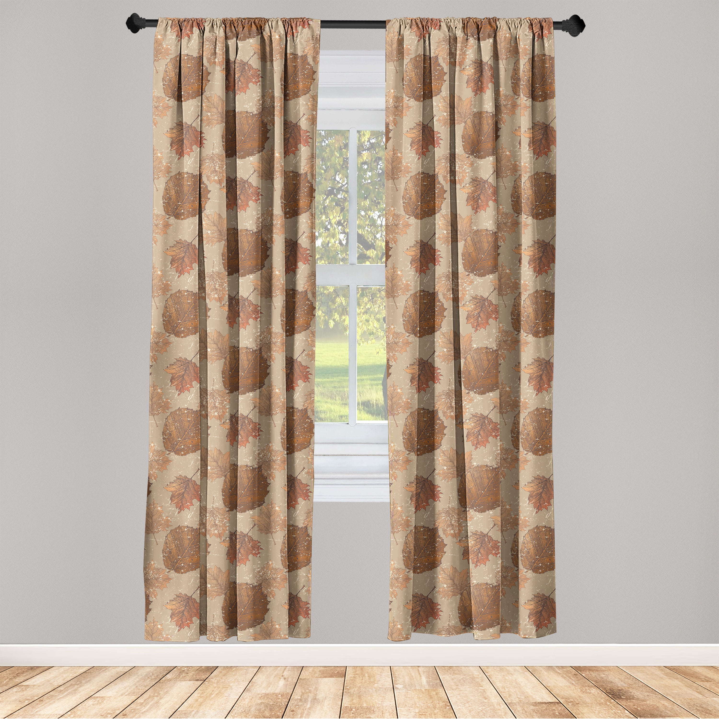 Autumn Leaves Window Curtains, Grunge Design Romantic Vibes Falling ...
