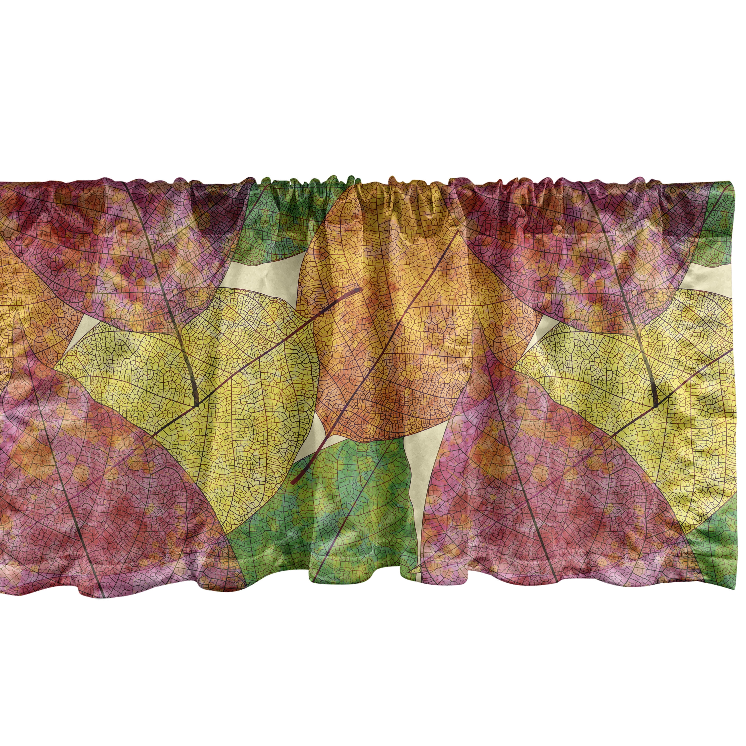 Autumn Leaves Window Valance, Colorful Design Overlapping Leaf Print ...