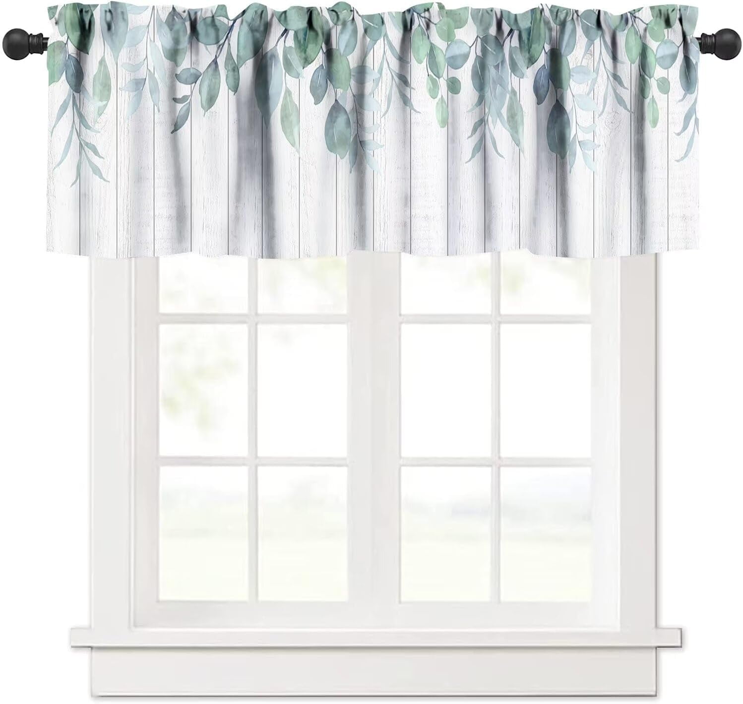 Autumn Leaves Window Valance Curtain,Brown Beige Retro Leaf Silhouette ...