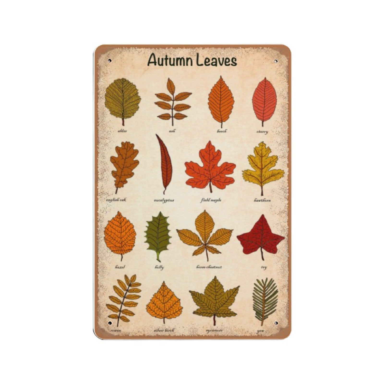 Autumn Leaves tin sign, Autumn Leaves Knowledge tin sign, Leaf ...