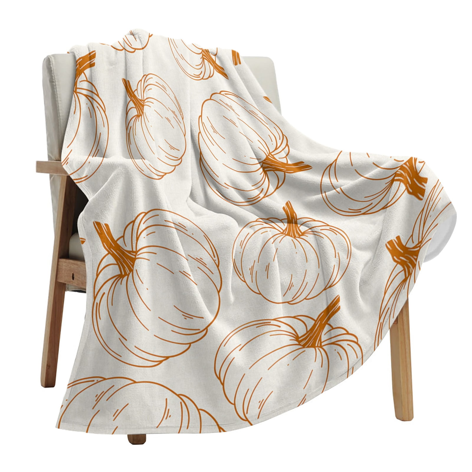 Autumn Line Pumpkin Texture Throws Blankets for Sofa Bed Winter Soft ...