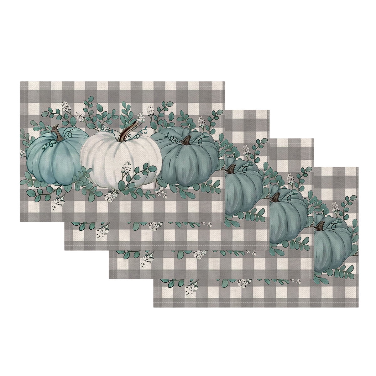 Autumn Linen Fabric Place Mats;Fall Placemat Set for Kitchen Dining ...
