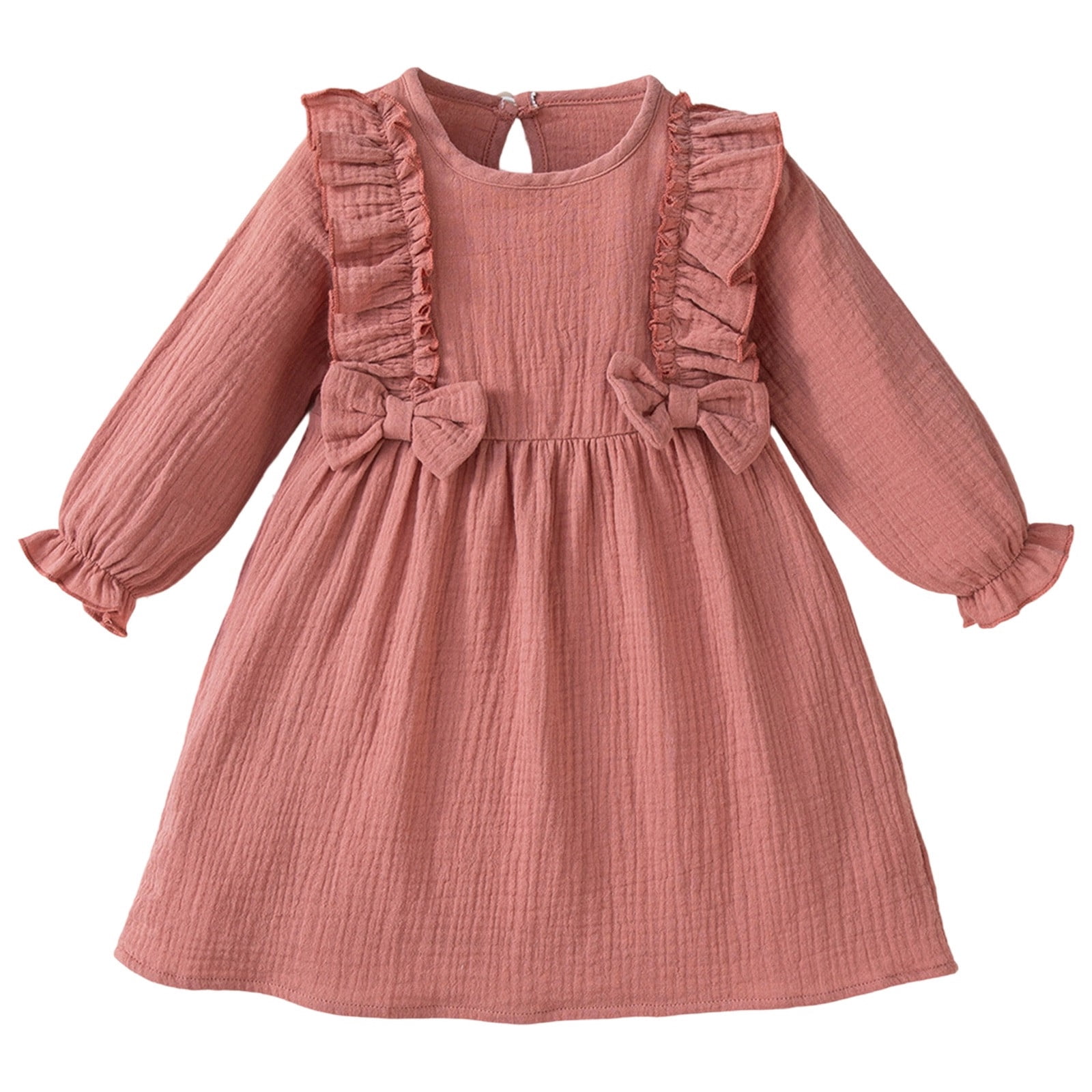 Autumn Long Sleeve Girls Dress with Bow Belt – Floral Print Party Gown ...