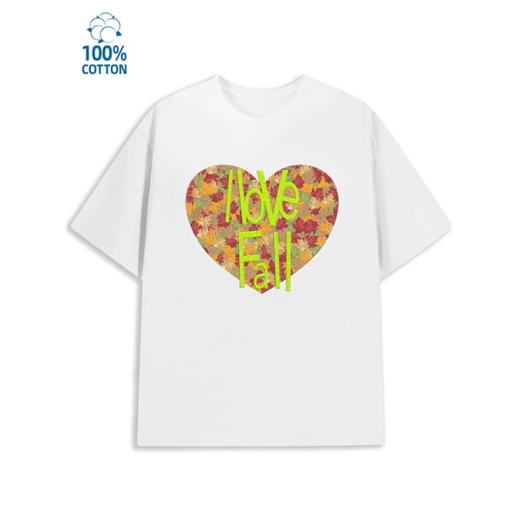 Autumn Love Tee mens lovers white Wearable year-round full heart Trendy ...