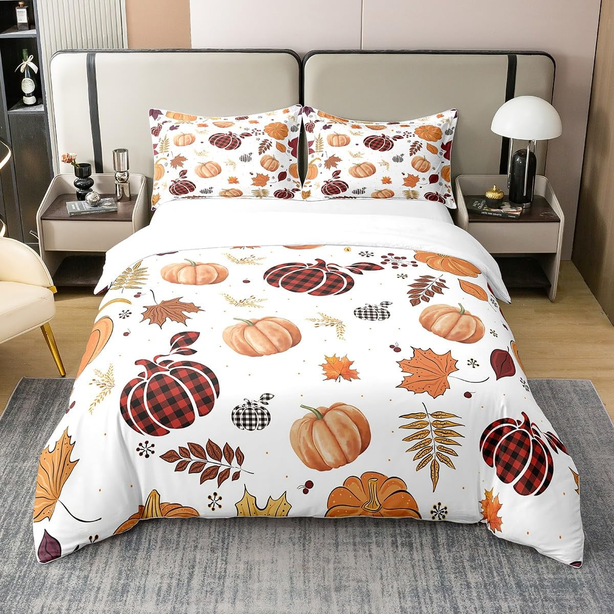 Autumn Maple Bedding Set Pumpkin Fall Comforter Cover Happy ...