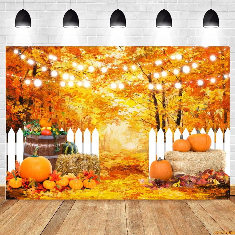 Autumn Maple Forest Pumpkin Backdrop Haystack Fall Field Window Baby ...