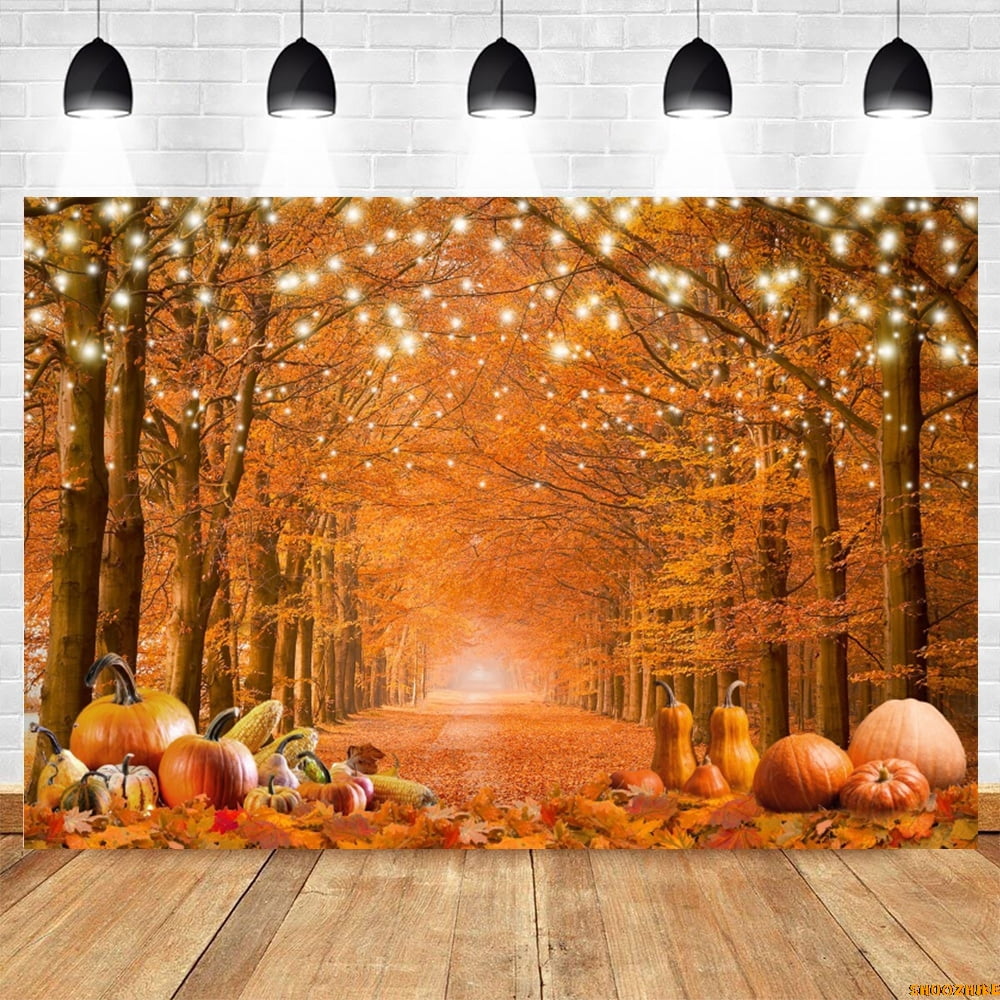 Autumn Maple Forest Pumpkin Backdrop Haystack Fall Field Window Baby ...