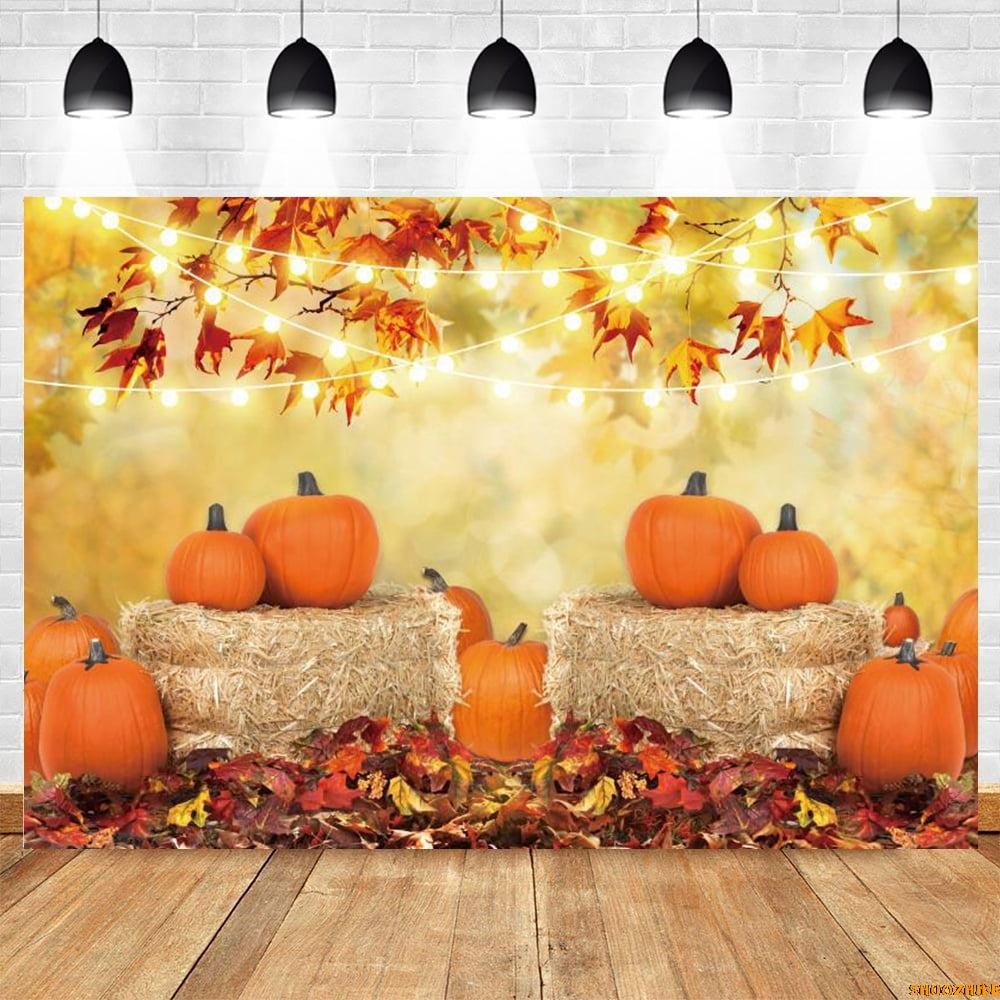 Autumn Maple Forest Pumpkin Backdrop Haystack Fall Field Window Baby ...