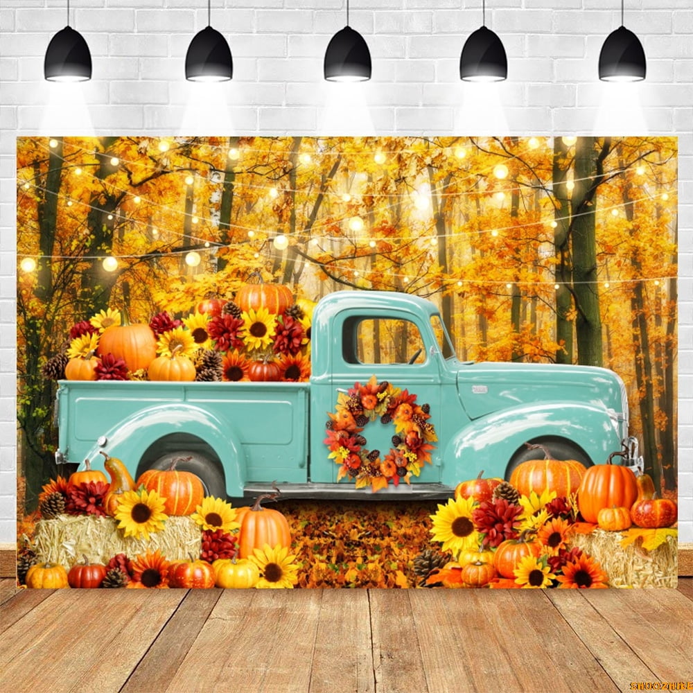 Autumn Maple Forest Pumpkin Backdrop Haystack Fall Field Window Baby ...
