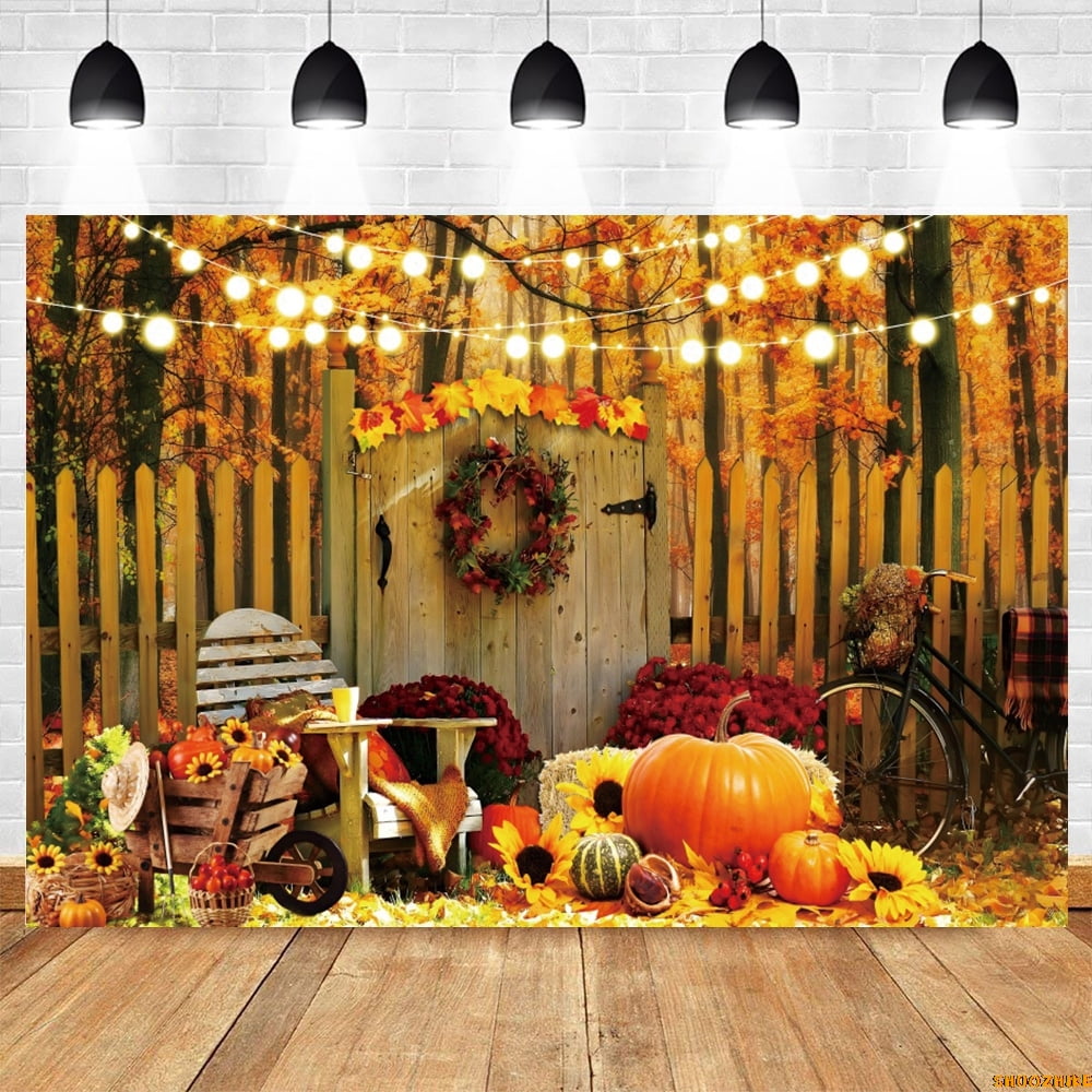 Autumn Maple Forest Pumpkin Backdrop Haystack Fall Field Window Baby ...