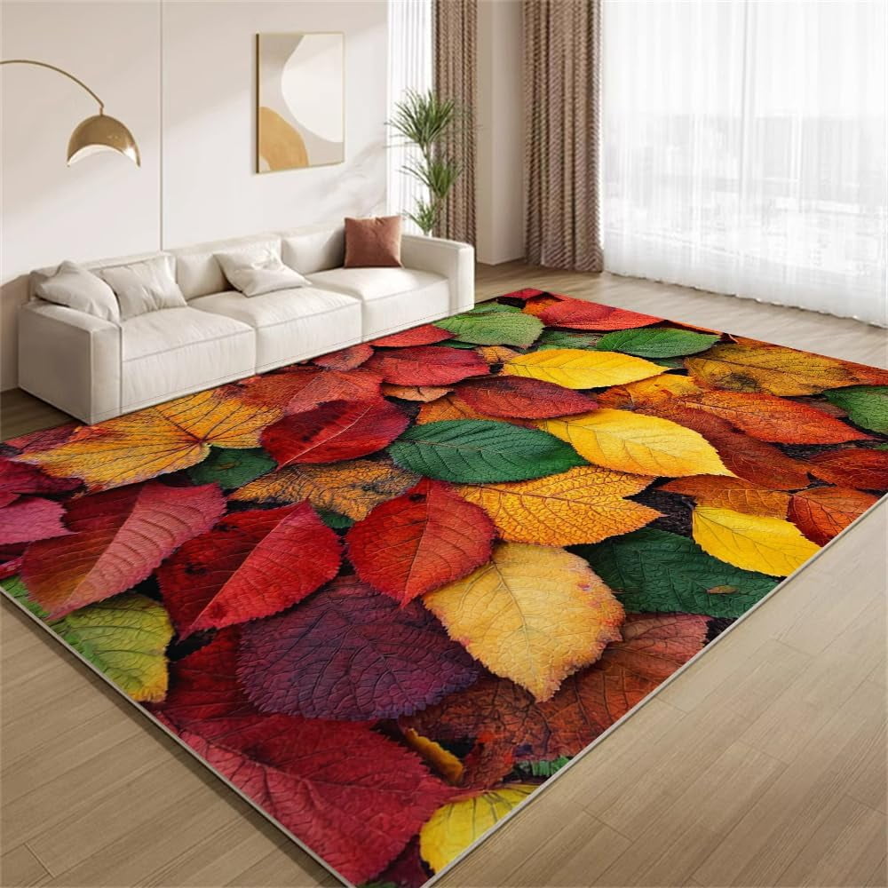 Autumn Maple Leaf Area Rug, Leaf Carpet Non Slip Area Rug for Living ...
